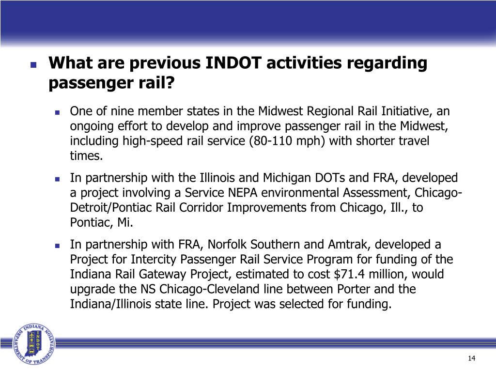 PPT - Indiana DOT Rail Office: Enhancing Rail Infrastructure and Safety ...