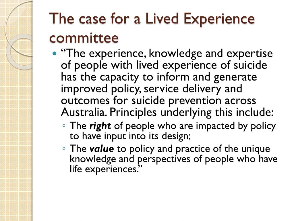 PPT - Suicide Prevention Australia’s Lived Experience Policy Advisory ...