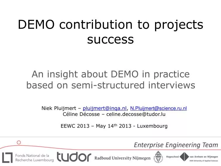 PPT - DEMO contribution to projects success PowerPoint Presentation ...