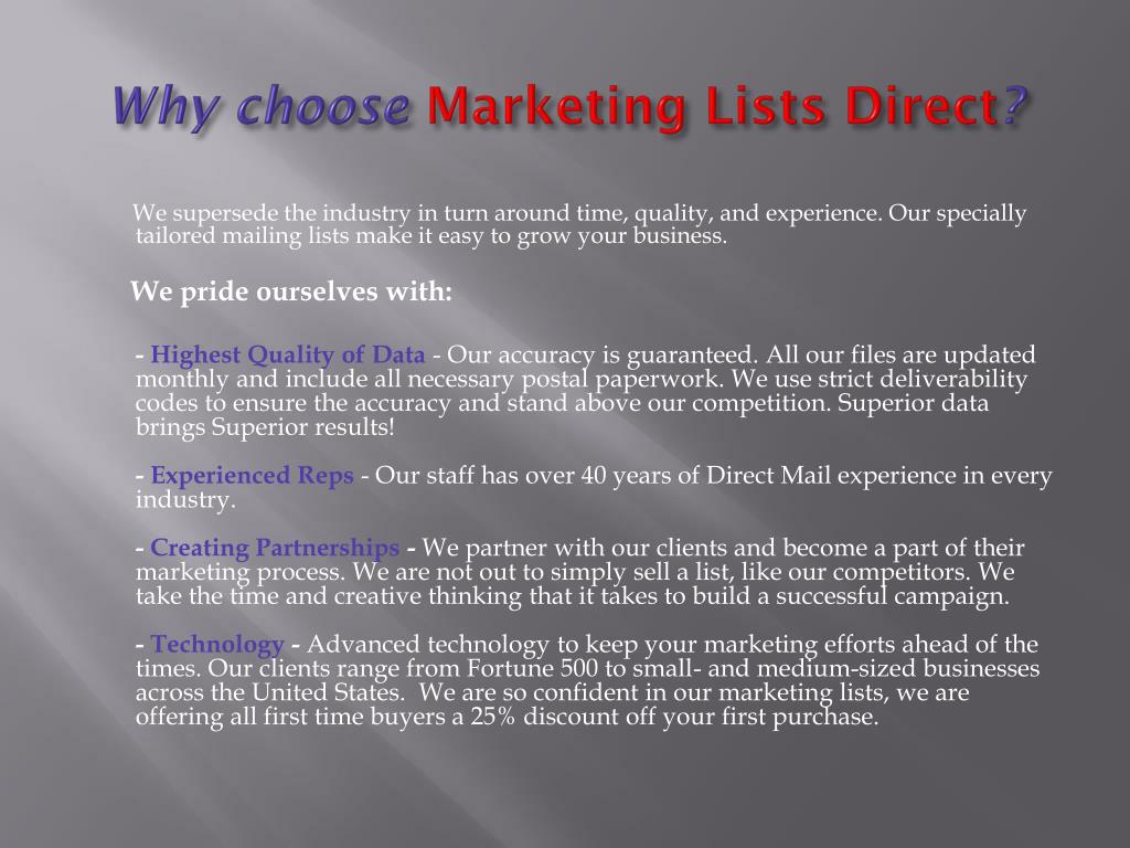 PPT - A New Generation of Marketing (877)241-2718 www.marketing-lists ...