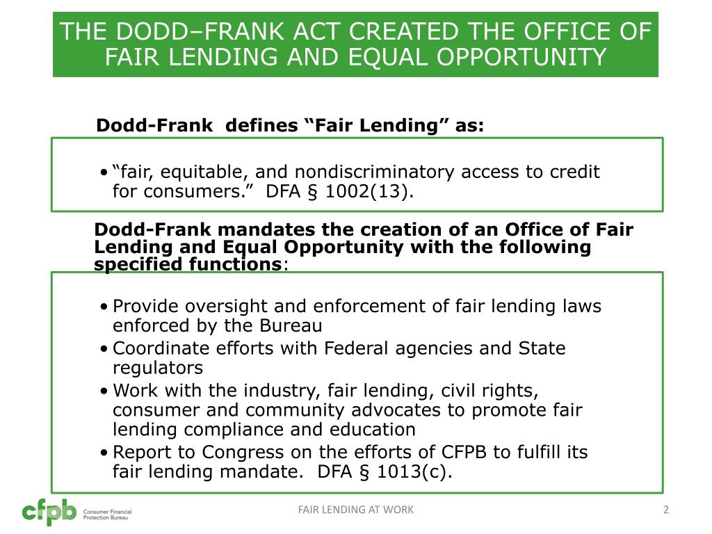 PPT - THE CONSUMER FINANCIAL PROTECTION BUREAU: FAIR LENDING AT WORK ...
