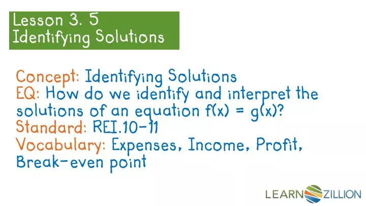 PPT - Lesson 3. 5 Identifying Solutions PowerPoint Presentation, free ...