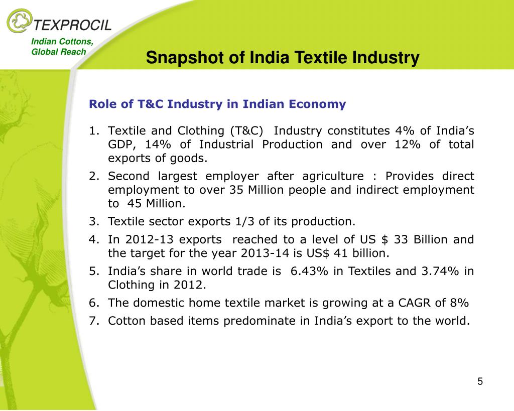 PPT - Strengths of Indian Textile Industry And Advantages of sourcing ...