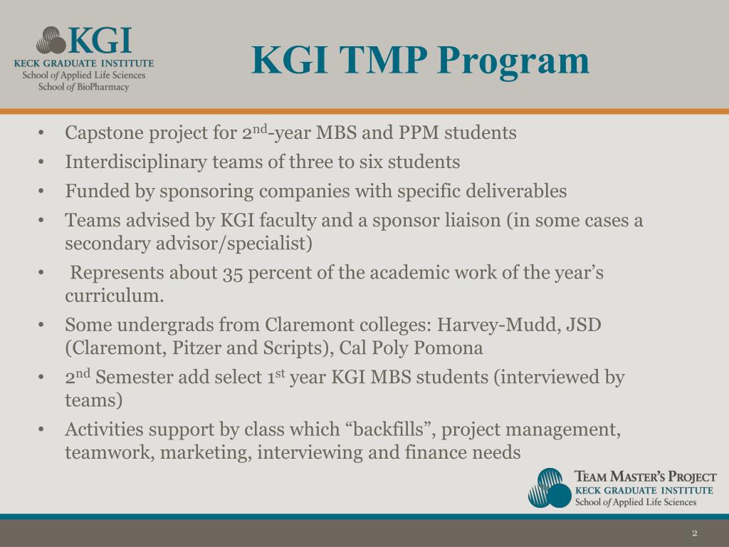PPT - Keck Graduate Institute (KGI) Team Master’s Program PowerPoint ...