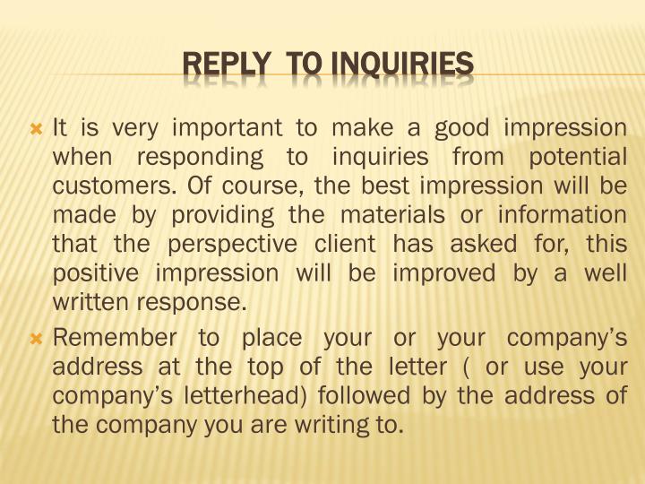 PPT - INQUIRY LETTER AND RESPONSE OF INQUIRY LETTER PowerPoint ...