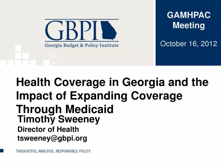 PPT - Health Coverage in Georgia and the Impact of Expanding Coverage ...