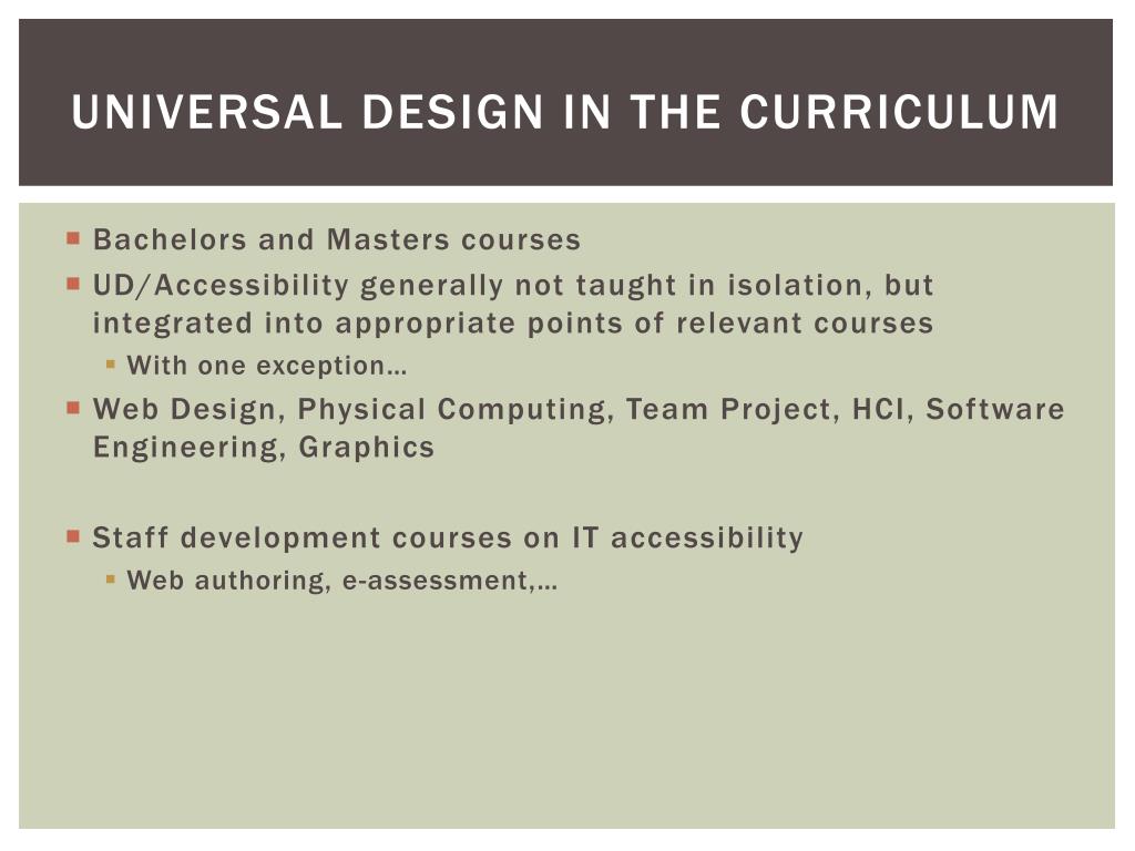 PPT - Integrating Universal Design Into the University Curriculum ...