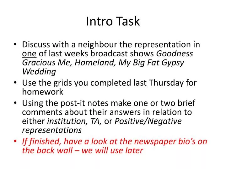 PPT - Intro Task PowerPoint Presentation, free download - ID:1676958