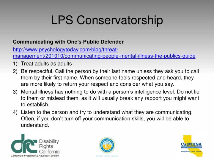 PPT - Lanterman-Petris-Short Act Conservatorship Understanding the LPS ...
