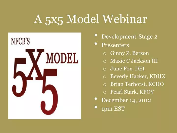 PPT - A 5x5 Model Webinar PowerPoint Presentation, free download - ID ...