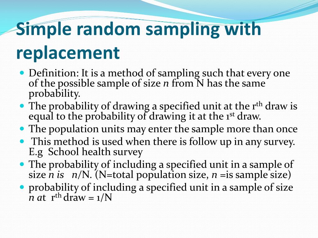 Simple Random Sampling Example SAMPLING TECHNIQUES In Simple Random Sampling Every 