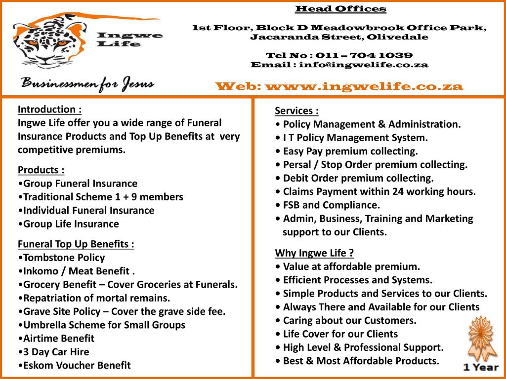 PPT - Introduction : Ingwe Life offer you a wide range of Funeral ...