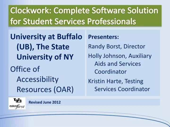 PPT - Clockwork: Complete Software Solution for Student Services ...