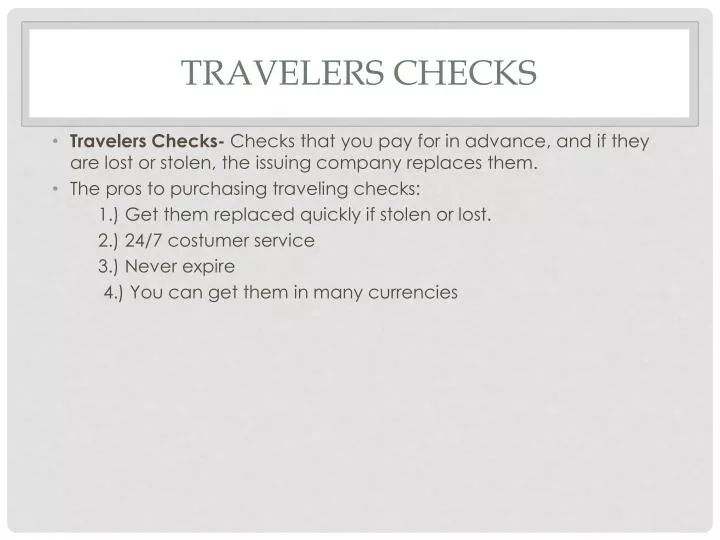 PPT - Travelers Checks PowerPoint Presentation, free download - ID:1679966