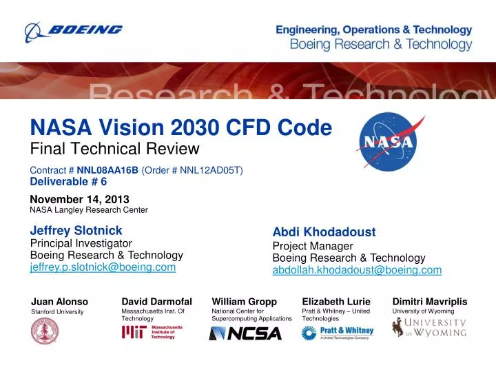 PPT - NASA Vision 2030 CFD Code Final Technical Review Contract ...
