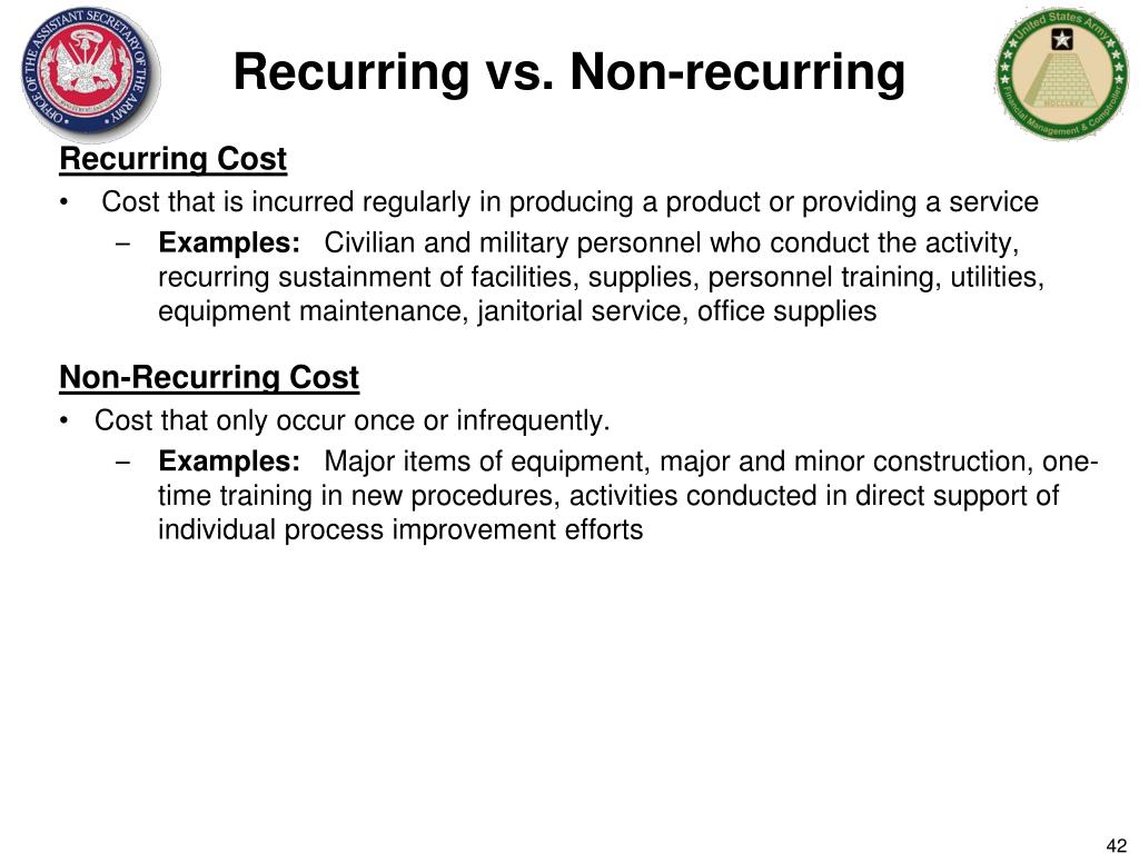 Non Recurring Cost The Recomendation Letter
