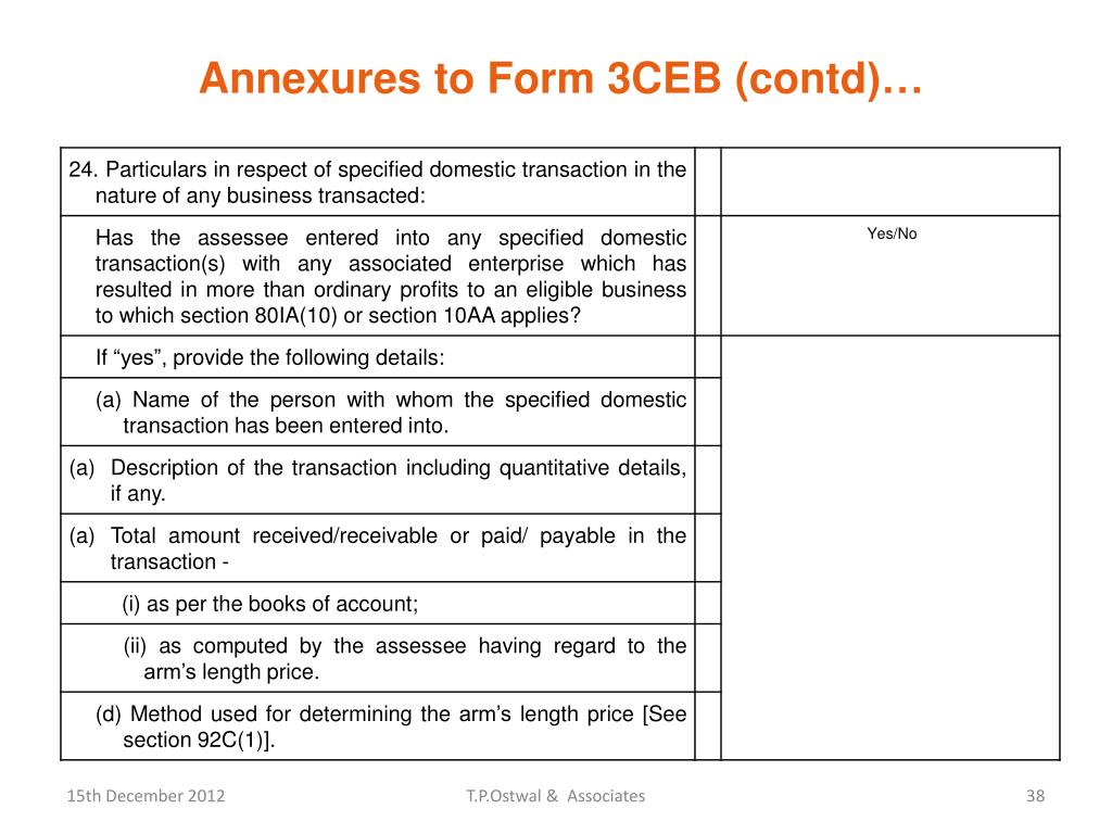 PPT - DOMESTIC TRANSFER PRICING PROVISIONS CA .T. P. OSTWAL PowerPoint ...