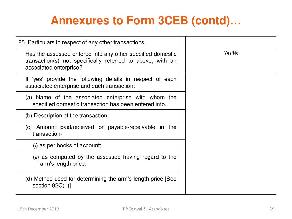 PPT - DOMESTIC TRANSFER PRICING PROVISIONS CA .T. P. OSTWAL PowerPoint ...
