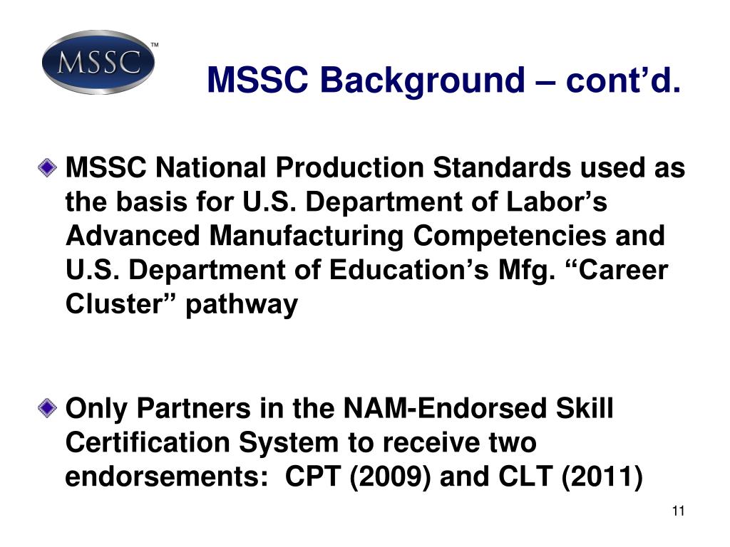 PPT - Manufacturing Skill Standards Council (MSSC) Certified Production ...
