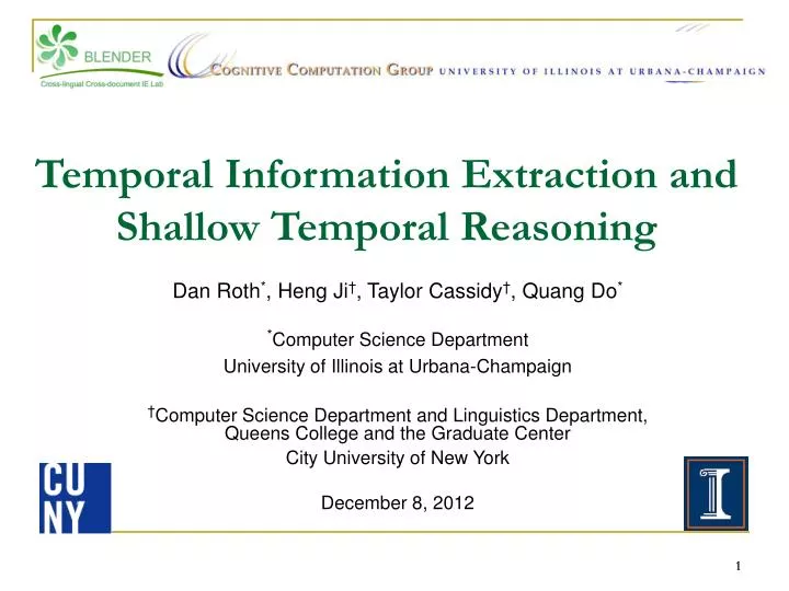 Ppt Temporal Information Extraction And Shallow Temporal Reasoning