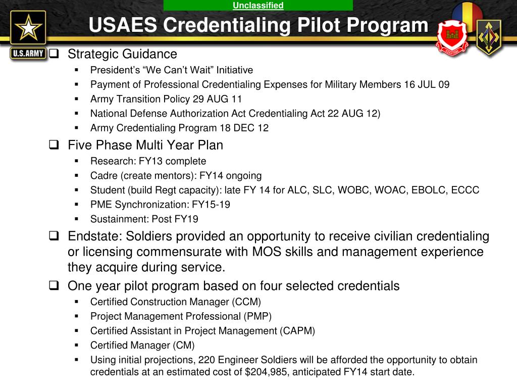 PPT - USAES Credentialing Program and National Credentials COL Jason ...