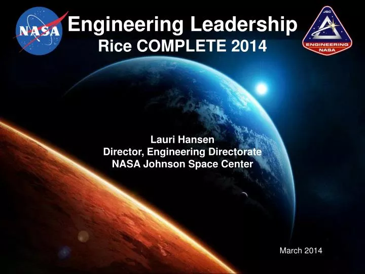 PPT - Engineering Leadership Rice COMPLETE 2014 Lauri Hansen Director ...