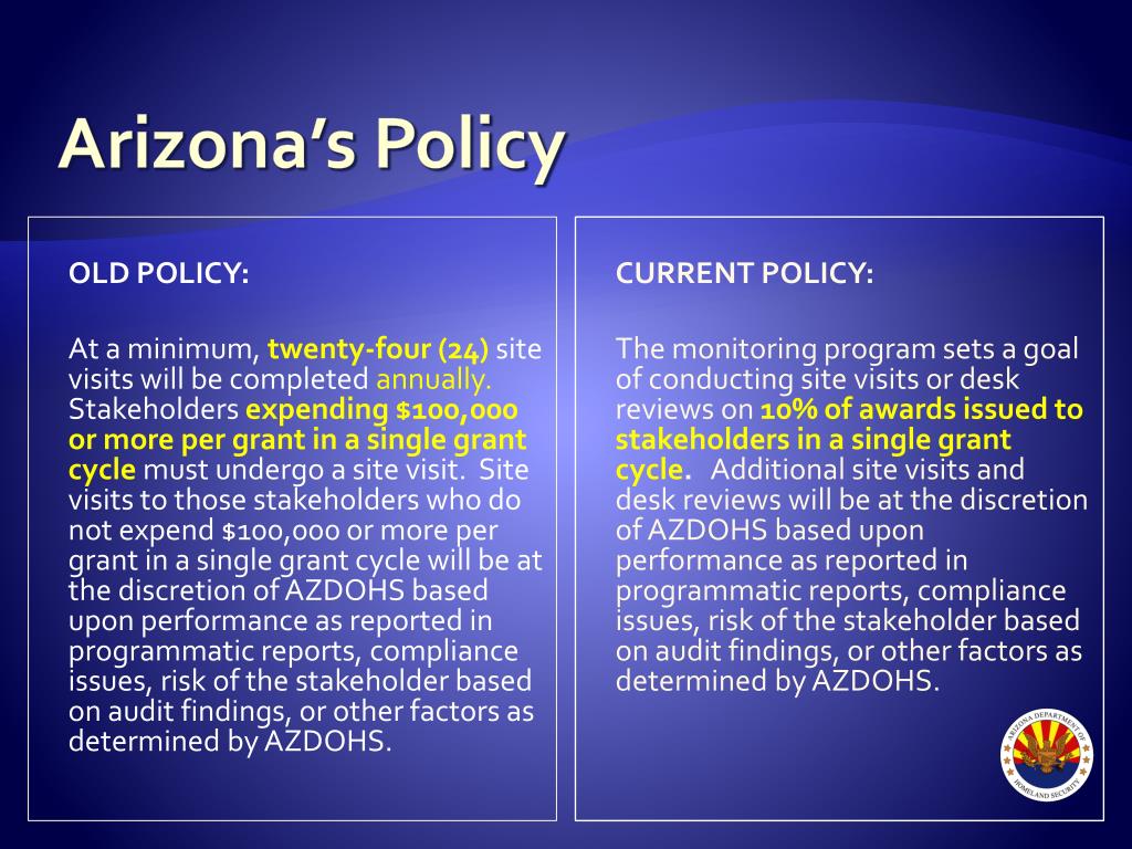 PPT - Arizona Department of Homeland Security SAA Site Monitoring 6 th ...