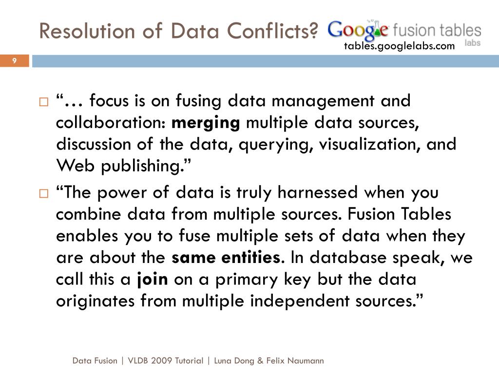 Ppt Data Fusion Resolving Data Conflicts In Integration Powerpoint