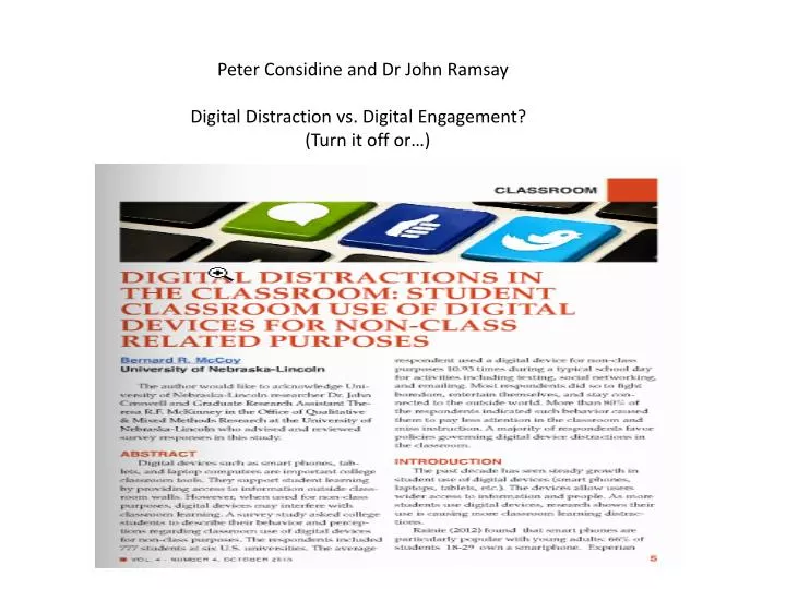 PPT - Peter Considine and Dr John Ramsay Digital Distraction vs ...