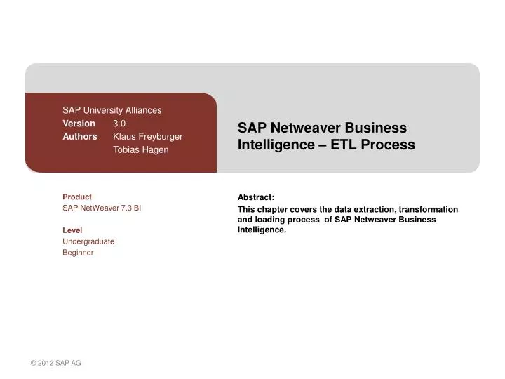 PPT - SAP Netweaver Business Intelligence – ETL Process PowerPoint ...