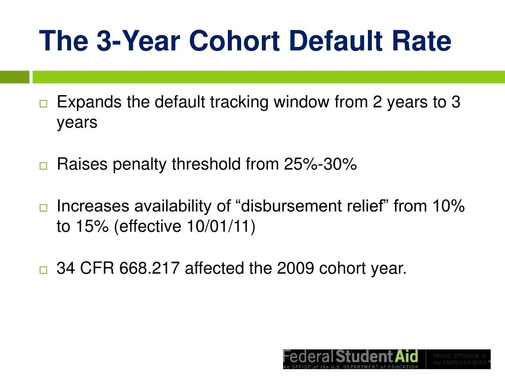 PPT - Reducing Cohort Default Rates : Success Strategies for Your ...