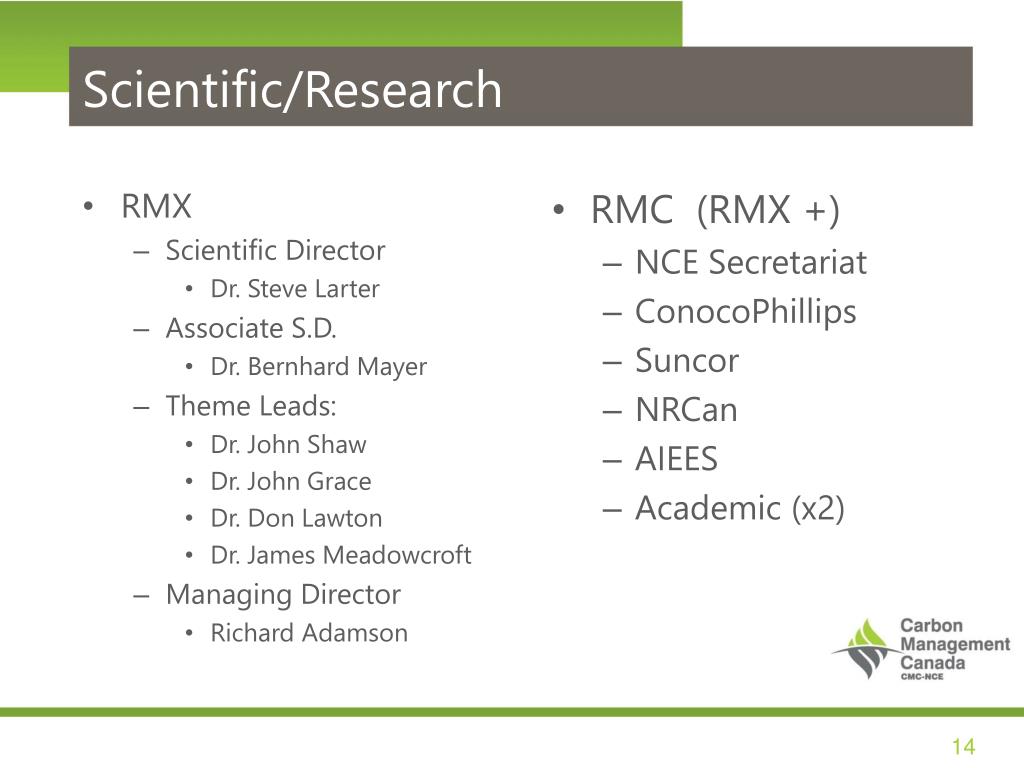 PPT - Carbon Management Canada-an update. Richard Adamson (Managing ...