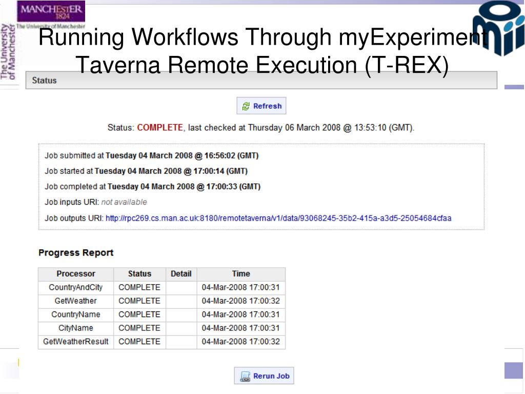 PPT - Taverna and myExperiment: Designing, Exchanging and Sharing of Scientific Workflows ...