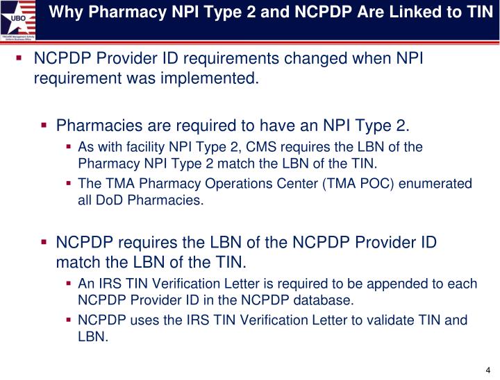 PPT - Connecting the Dots ... Federal Tax ID to NPI Type 2 and Pharmacy ...