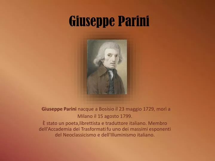 PPT - Giuseppe Parini PowerPoint Presentation, free download - ID:1689234