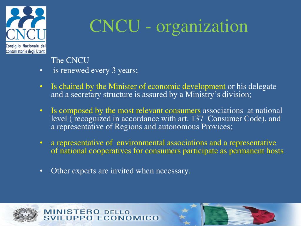 PPT - CONSUMERS PROTECTION In ITALY National Council for Consumers and ...