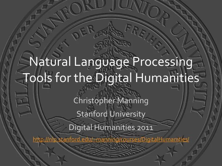 Ppt Natural Language Processing Tools For The Digital Humanities Powerpoint Presentation Id