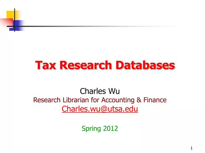 PPT - Tax Research Databases PowerPoint Presentation, free download ...