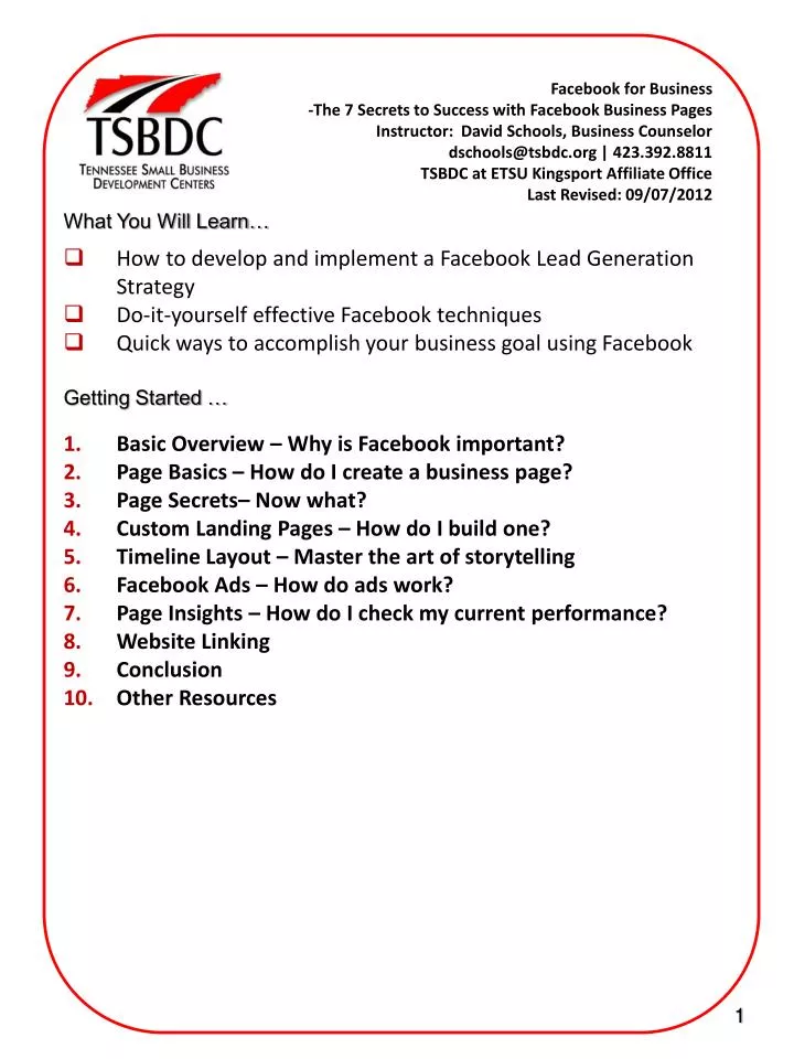 PPT - Basic Overview – Why is Facebook important? Page Basics – How do ...