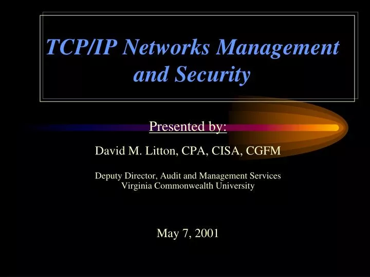 PPT - TCP/IP Networks Management and Security PowerPoint Presentation ...