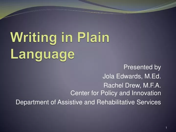 PPT - Writing in Plain Language PowerPoint Presentation, free download ...