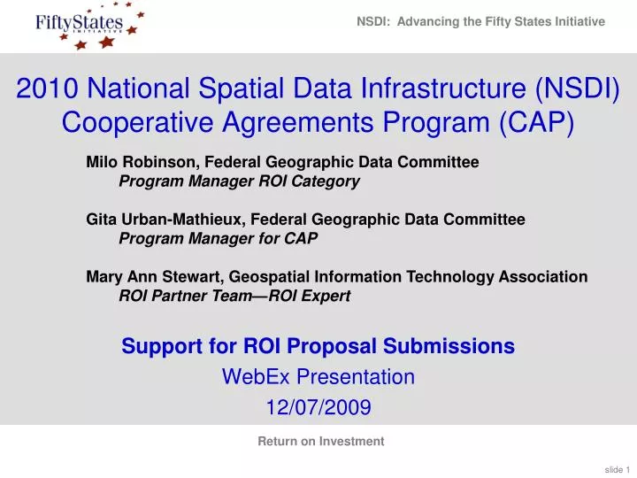 PPT - 2010 National Spatial Data Infrastructure (NSDI) Cooperative ...