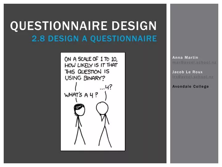 PPT - Questionnaire design 2.8 Design a questionnaire PowerPoint ...