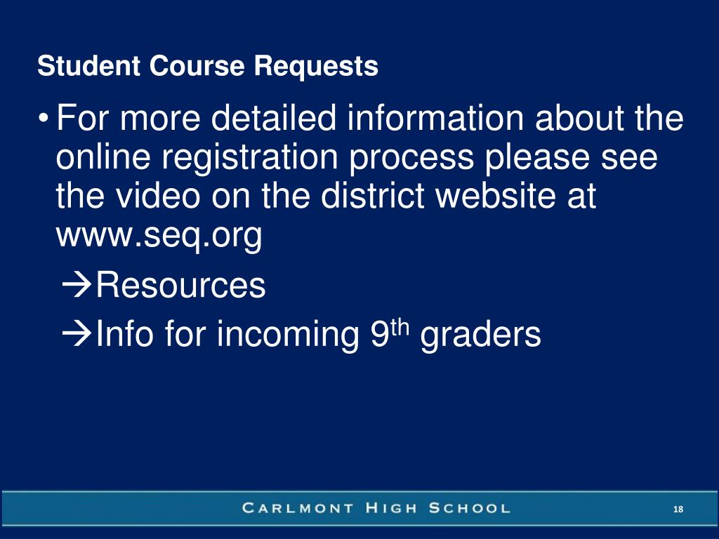 PPT - 8 th Grade Parent Night Carlmont High School Guidance Department ...