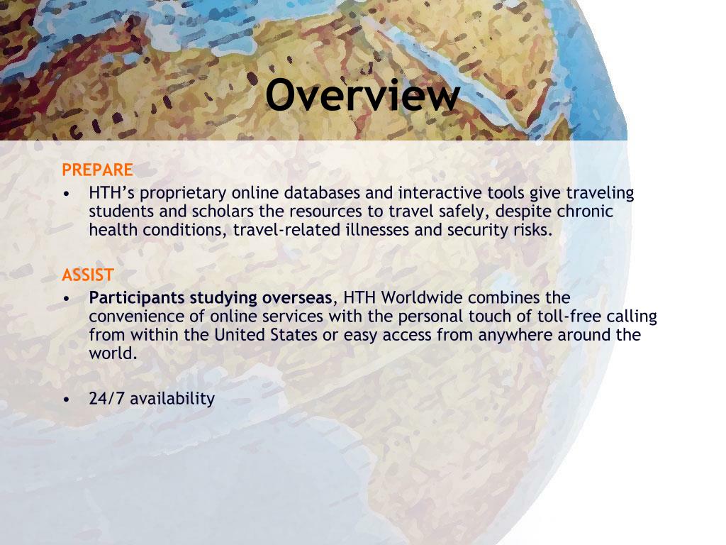 PPT - Overview of HTH Worldwide Travel Abroad Health Insurance ...