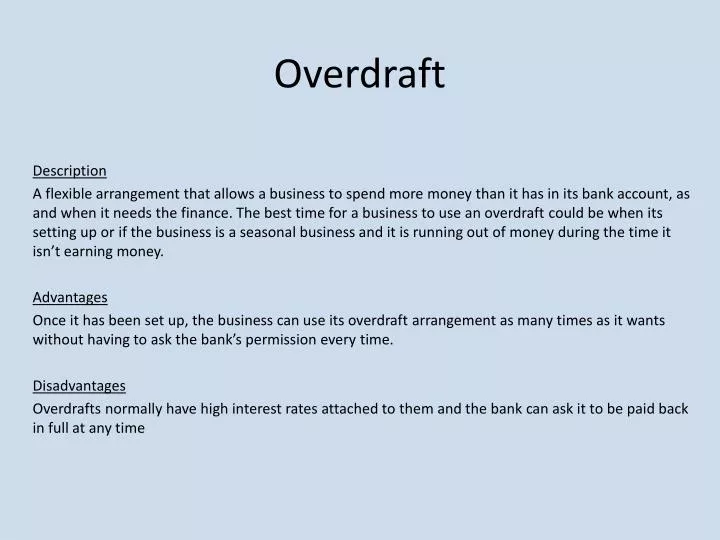PPT - Overdraft PowerPoint Presentation, free download - ID:1692849
