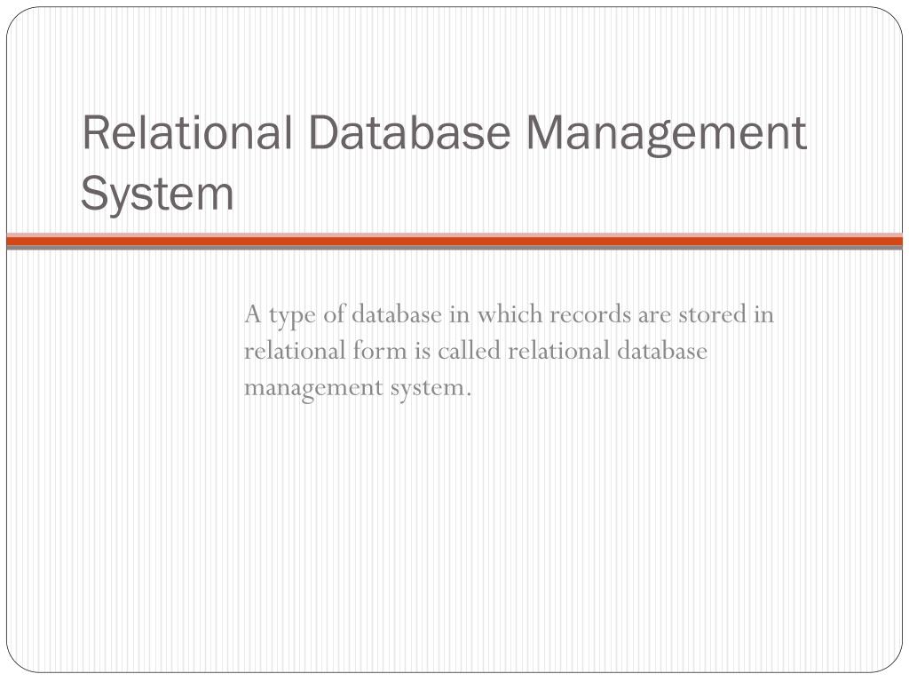 PPT Relational Database Management System PowerPoint Presentation 