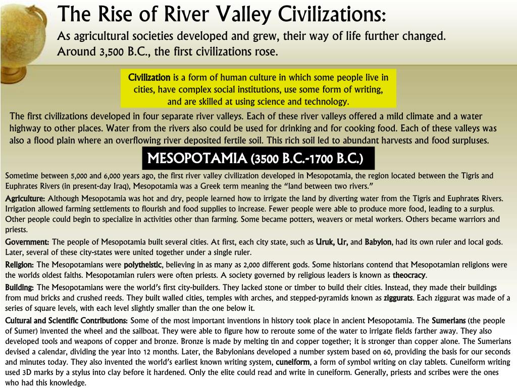 PPT - The Ancient World:. The Rise of River Valley Civilizations ...