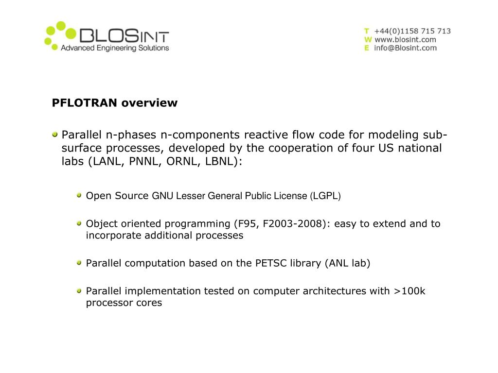 PPT - An introduction to PFLOTRAN and its application to CO 2 ...