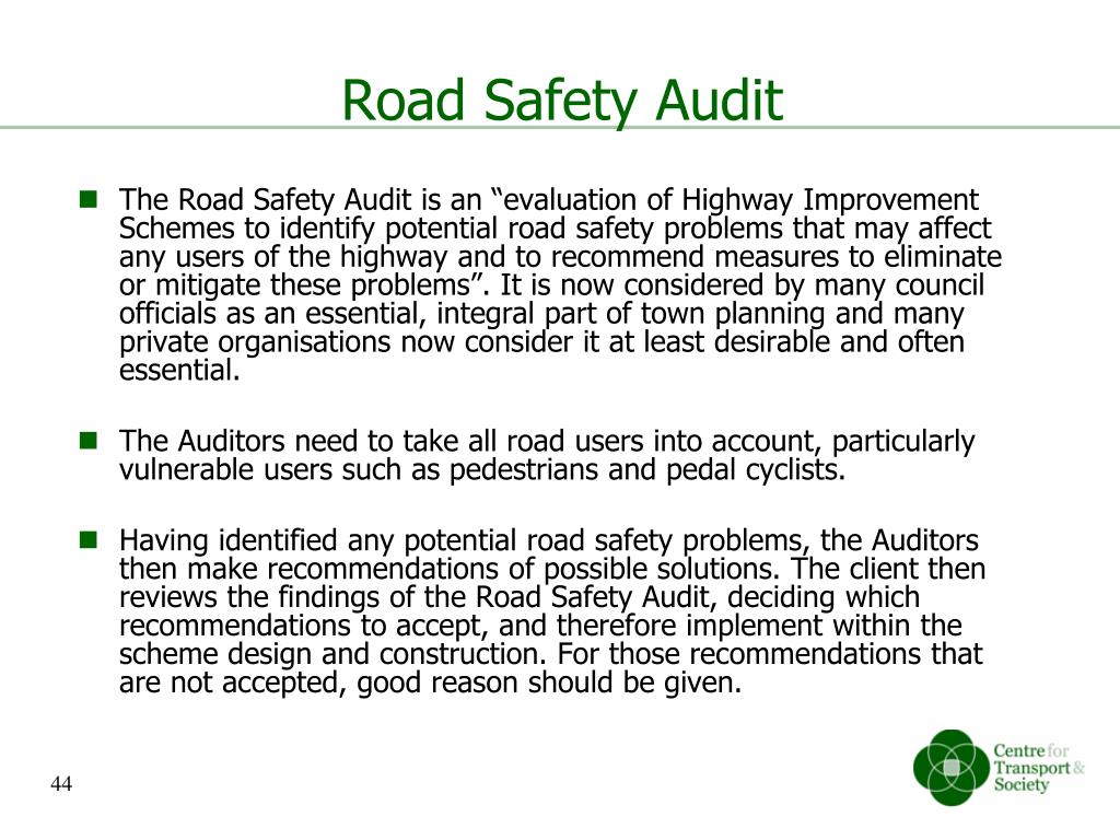 PPT - The 3 Es and Road Safety Policy Developing a road safety audit ...